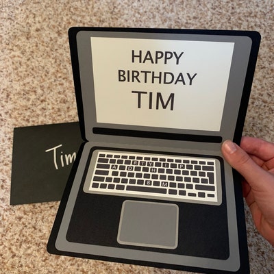 Computer Birthday, Christmas Card, Geeky Birthday Card, Laptop Greeting ...
