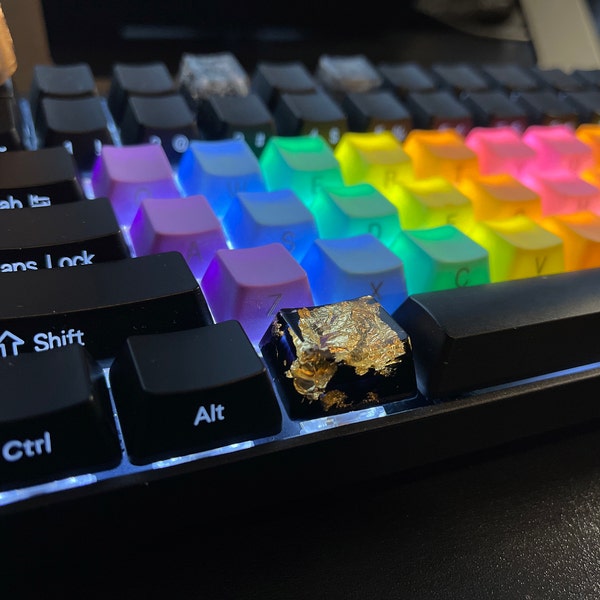 Black & Gold Keycaps - More Sizes - Artisan Glossy Arrow Keys, ESC 1u ...