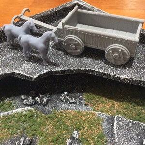 Horse & Wagon Cart Set 28mm Scale Fantasy Scatter Terrain Model for RPG ...