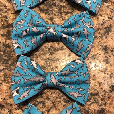 Sharks Fabric Rotated Sharks Shark Grey on Aqua Blue Tiny Small by Caja ...