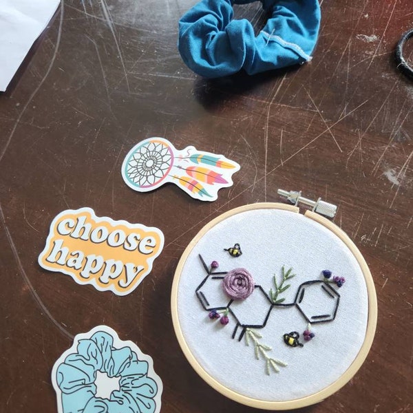 Hand Embroidery, Science Themed Decor, Embroidery Hoop Art, Molecule ...