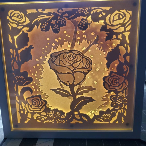 Rose Girl Light Box Template: Paper Cutting Shadow Box SVG (digital ...