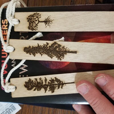 Tree Bookmarks, Set of Three, Wood Bookmarks, Engraved, Tree, Gift ...