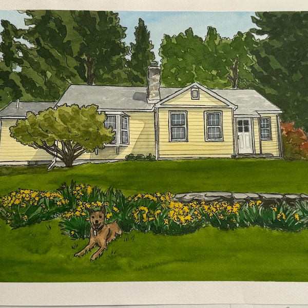 Custom Hand Painted House Portrait - Etsy