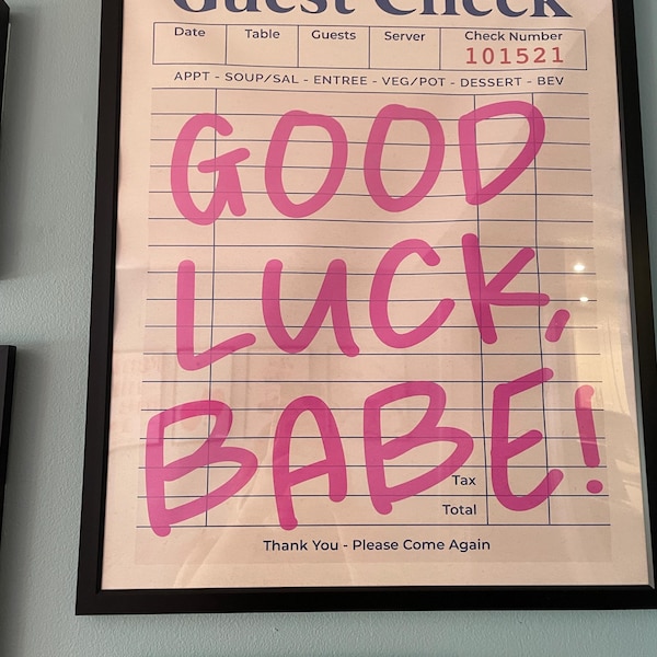 Custom Guest Check Art Print, Trendy Wall Art, Guest Check Print ...