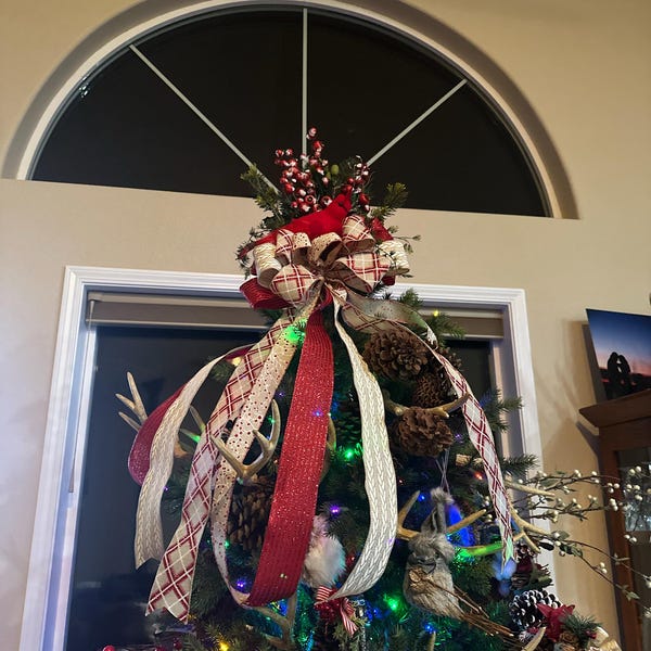 Whimsical Christmas Tree Topper, Reindeer Tree Topper, Farmhouse Topper ...