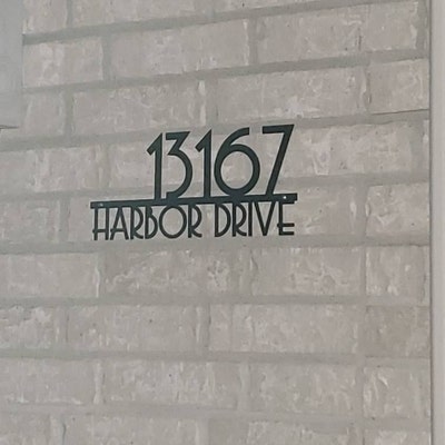 Mid Century Modern Metal House Number Sign Address Sign With Street ...