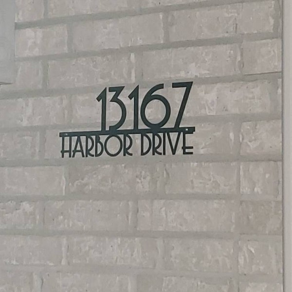 Mid Century Modern Metal House Number Sign Address Sign With Street ...