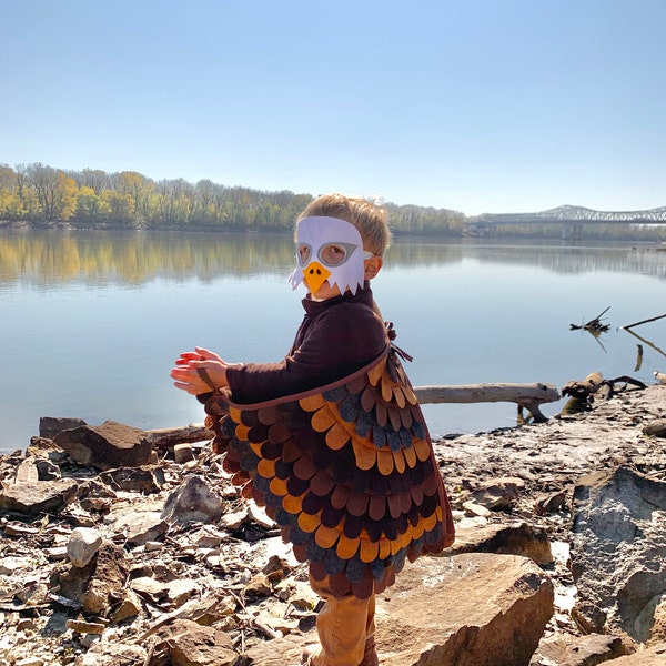 Bald Eagle Costume Set / Mask and Flappable Wings / Kids Eagle Costume ...