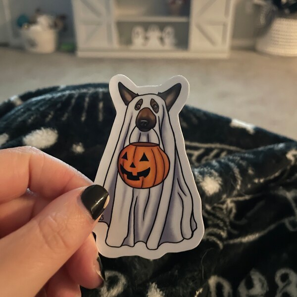 German Shepherd Ghost, Ghost Dog, Halloween Sticker, Spooky Pup - Etsy