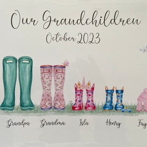 Our Family Print, Personalised Welly Boot Print, Custom Family ...