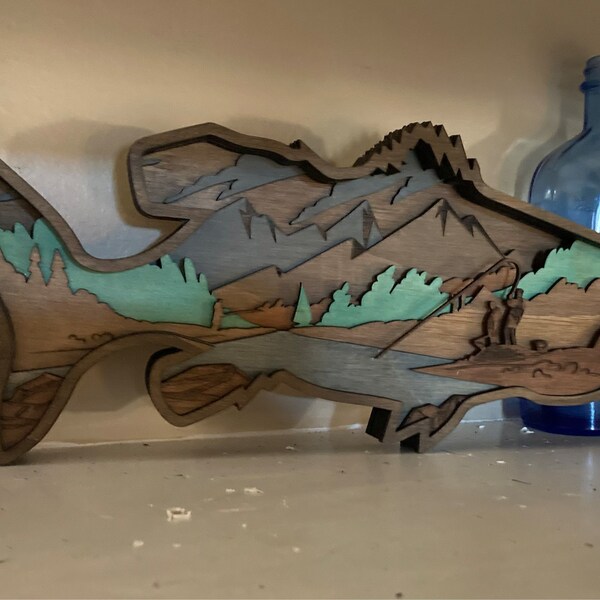 Fish Layered 3D Art Decor, Fathers Day Gift, Man Cave Decor, Fishing ...