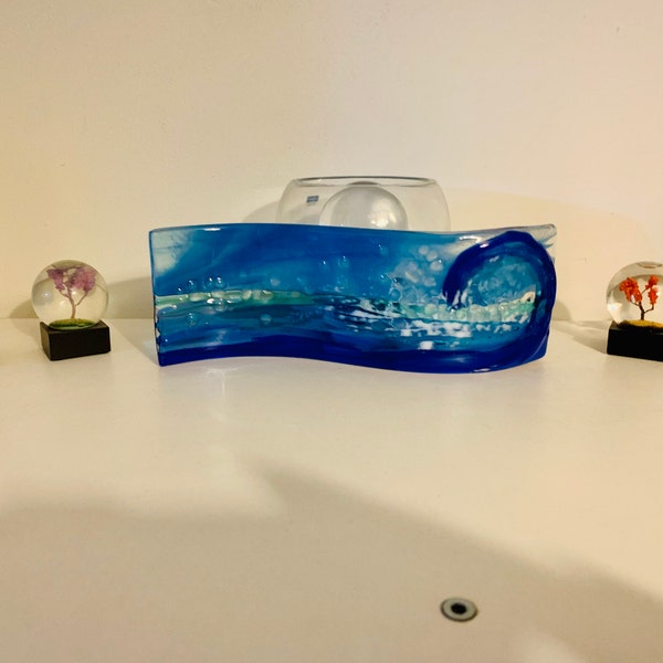 Fused Glass Large Croyde Bay Scene in Wooden Stand. - Etsy UK