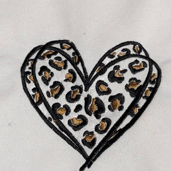 Leopard Heart Embroidery Design, Valentine Day Leopard Heart Print ...