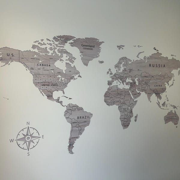 World Map Wall Decal Large Wall Art Print Cut Out Wall Sticker Vinyl ...