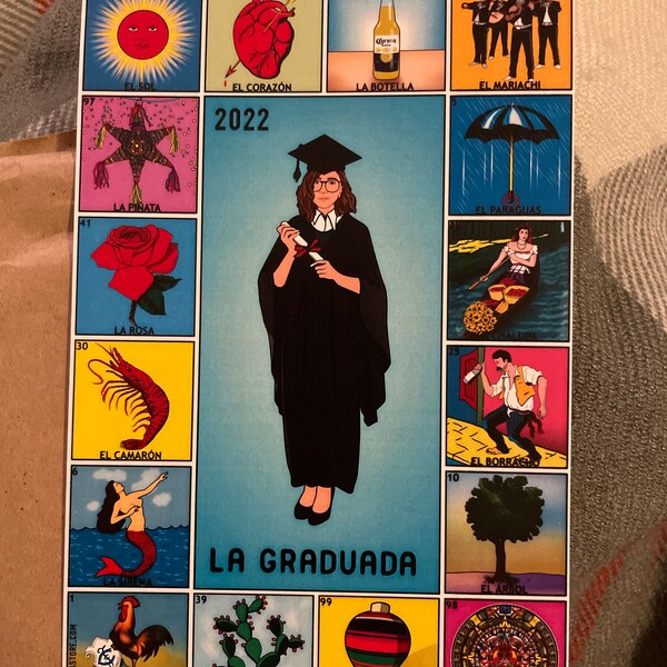 Printed Graduation Invitations Loteria Party Fiesta - 4x6in Front and ...