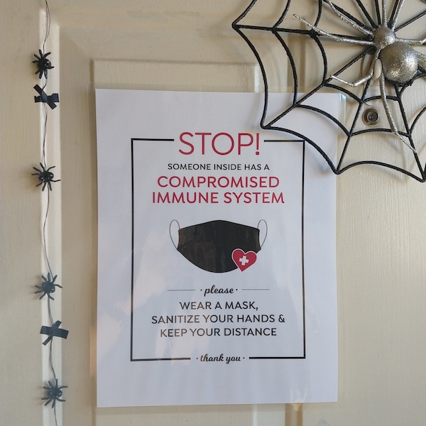 STOP Immunocompromised Person Inside Printable Sign ~ Wear a Mask Keep ...