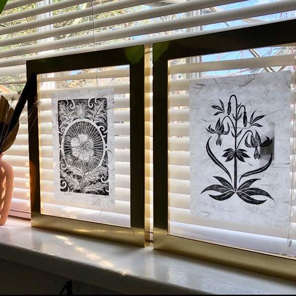 Lokelani Rose Linocut Print, Official Island Flower of Maui, Original ...
