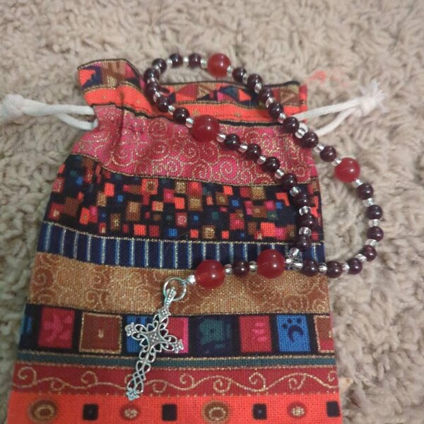 Blue Ceramic and Decorative Wood Cross Protestant Prayer Beads ...
