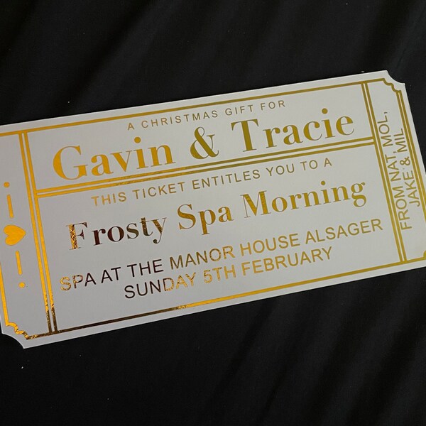 Personalised Foiled Golden Ticket, Personalised Token, Surprise Gift ...