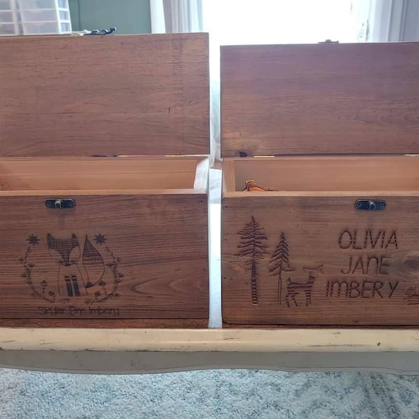 Personalized Baby Keepsake Box Rustic Wooden Memory Chest With Engrved ...