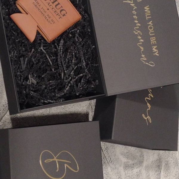 BLACK LUXURY Proposal Box, Magnetic Closure Box, Groomsmen Box ...