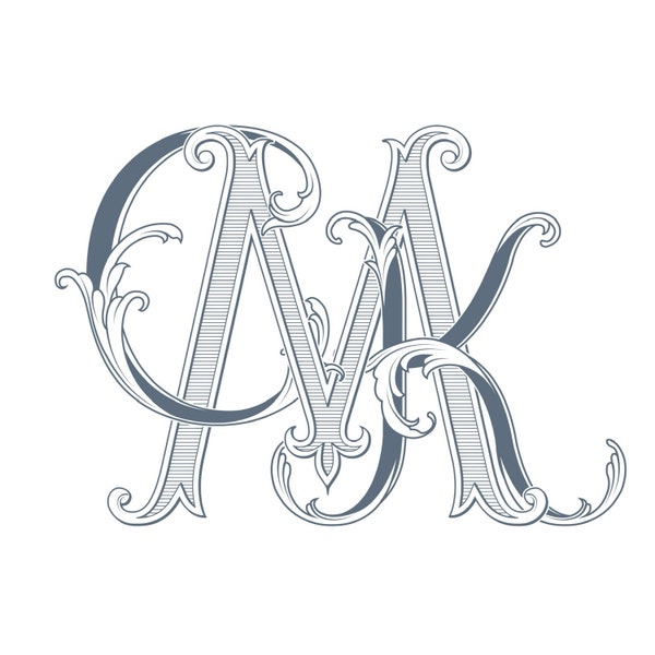 3-letter Wedding Monogram | Assembled-to-order by Intertwining ...