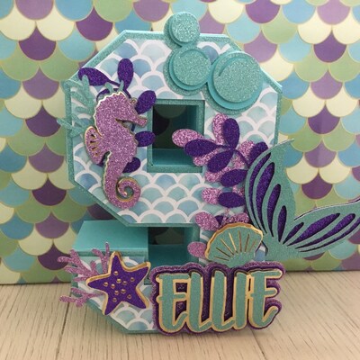 Mermaid 3D Number, Mermaid Letter, Mermaid Party, the Little Mermaid ...