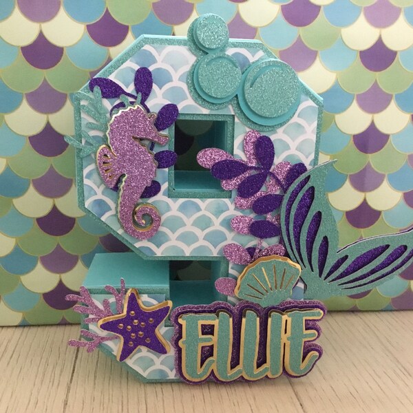 Mermaid 3D Number, Mermaid Letter, Mermaid Party, the Little Mermaid ...