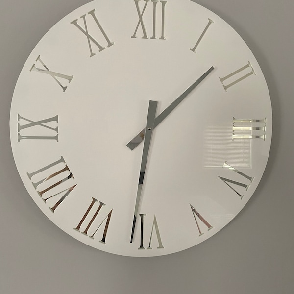 Gloss White Mirror Roman Wall Clock - Etsy