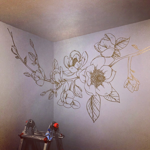 Magnolia Wall Decal, Magnolia Wall Sticker, Magnolia Flowers, Magnolia ...