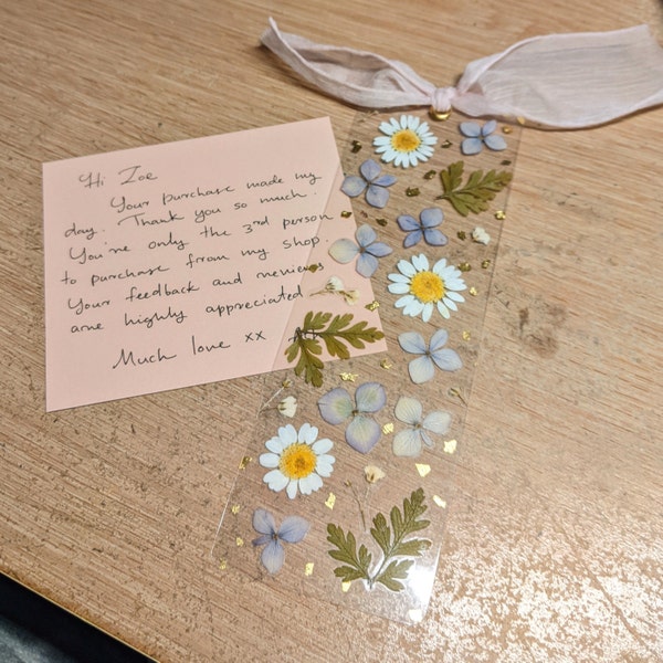 Pressed Flower Bookmark. Real Dried Flower Bookmark. - Etsy