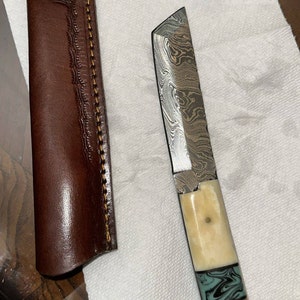 Damascus Kabar Knife With Sheath Custom Handmade Damascus Bowie Knife ...