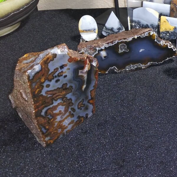 Blue and Green Banded Thunderegg Agate, Crystal Thunderegg Achat ...