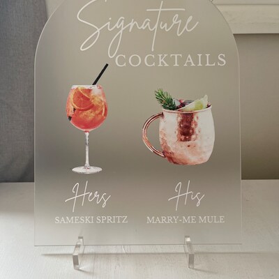Frosted Acrylic Arch Bar Menu Signature Drink Sign Custom - Etsy
