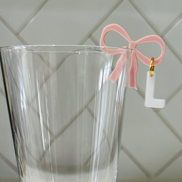 Custom Bow Drink Charm: Personalized Letter Drink Marker - Etsy
