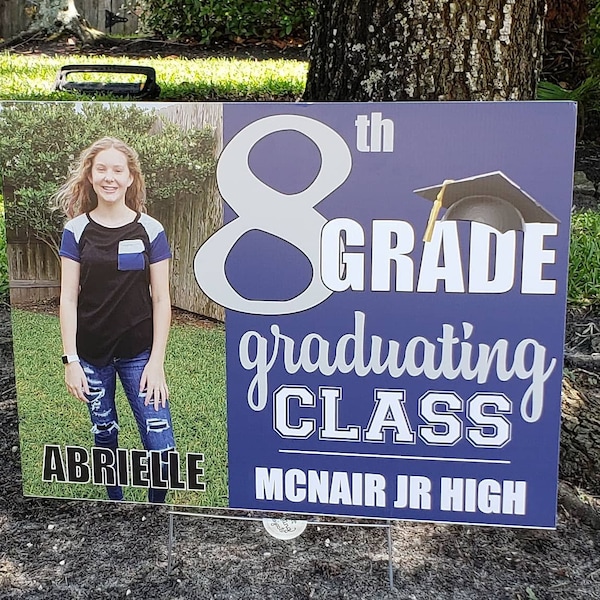 8th Grade Graduation Photo Yard Sign Wire Stake Incl, Senior 2025 ...