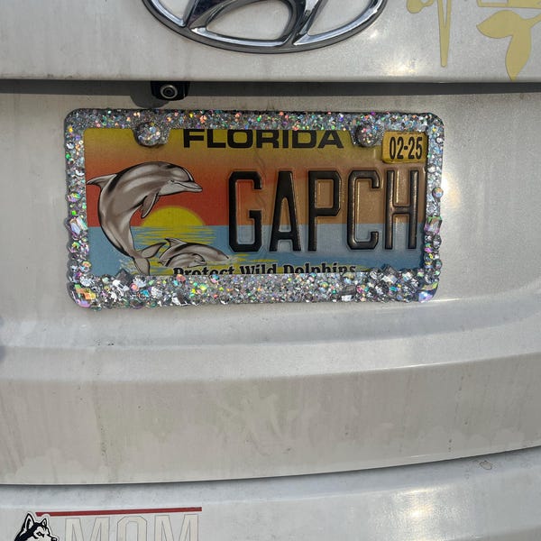 3D Pearl License Plate Frame Hand Made in America Holder Anti Theft ...