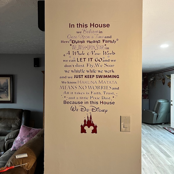 In This House We Do Disney Wall Decal Playroom Sign Quote Lettering ...