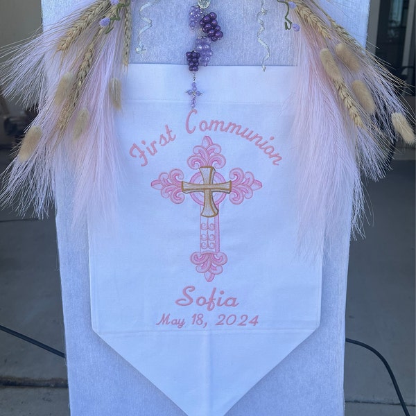 Personalized First Communion Banner With Embroidered Chalice With Host ...