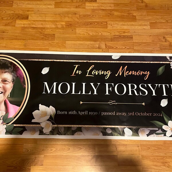 Personalised Funeral Banner Photo Funeral Sign in Loving Memory ...