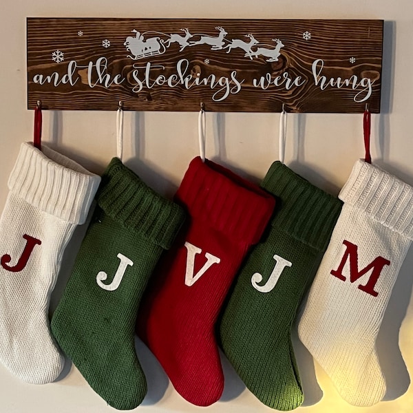 And the Stockings Were Hung Wooden Sign, Stocking Holder Sign, Wooden ...