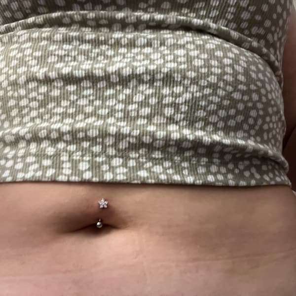 Small Flower Belly Button Ring • Sterling Silver Floating Navel Ring ...