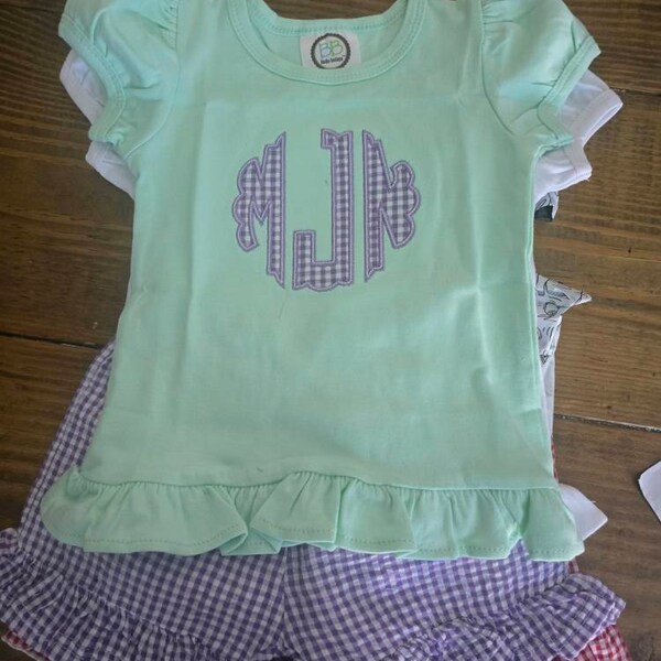 Girls Monogram Clothing Set, 5 Color Options - Etsy