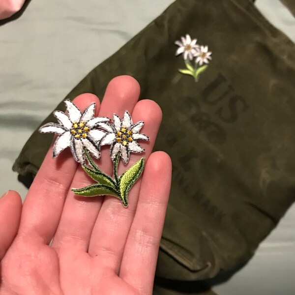 Edelweiss Iron on Embroidered Patches Set of 2 Appliques - Etsy