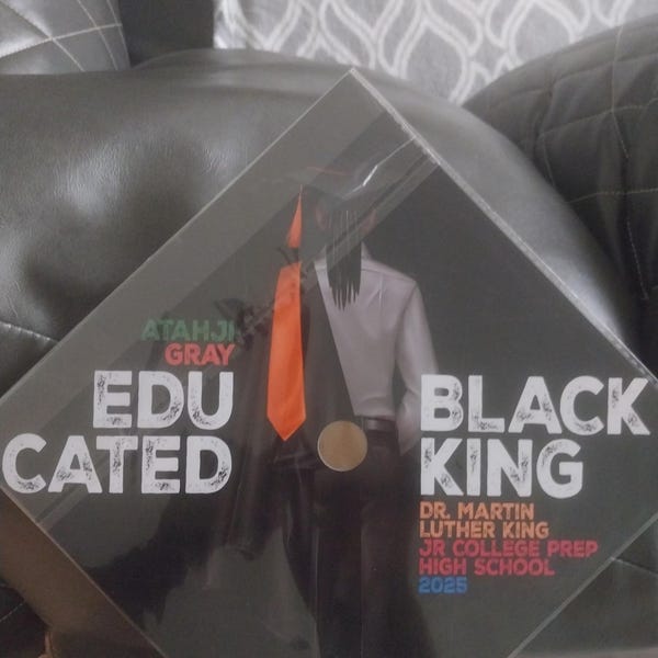 Custom Educated Black King Graduation Cap Topper for Man, Personalized ...