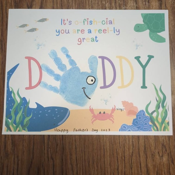 Fish Handprint Craft, Gift for Daddy, Father's Day Handprint Art Craft ...
