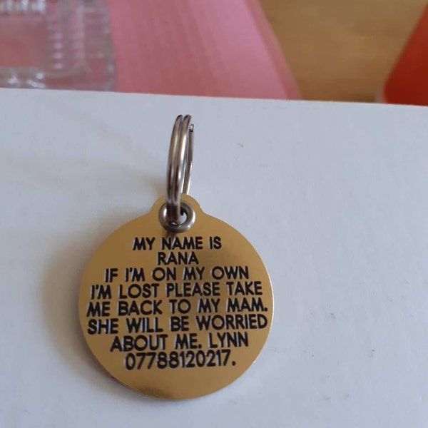 REINFORCED Deeply Engraved Solid Brass Dog Tag, 33mm Round - Etsy