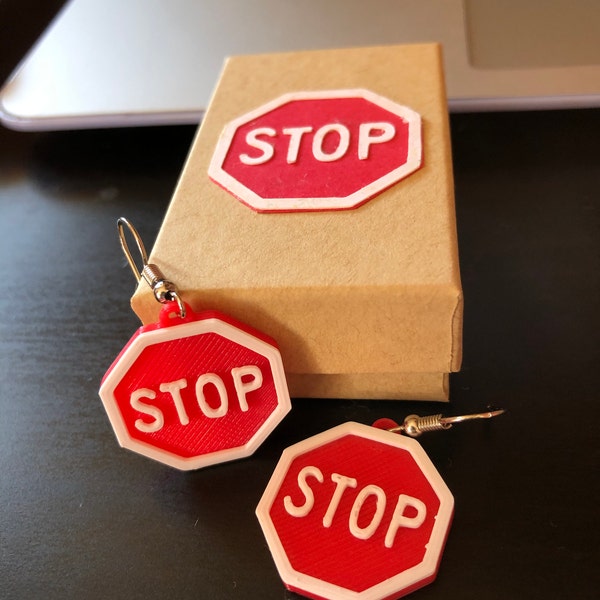 3D Printed Stop Sign Earrings - Etsy