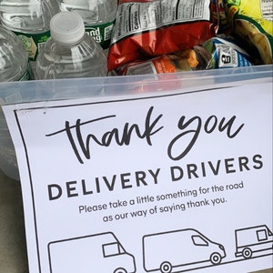 Delivery Driver Thank You Appreciation Snack Sign Printable | 8.5x11 ...